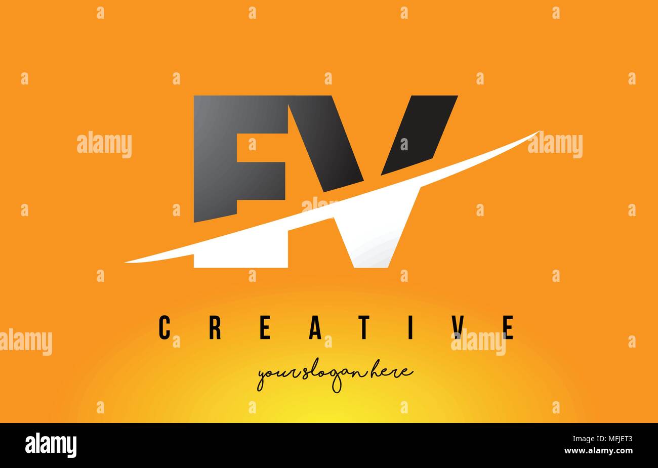 EV E V Letter Modern Logo Design with Swoosh Cutting the Middle Letters ...