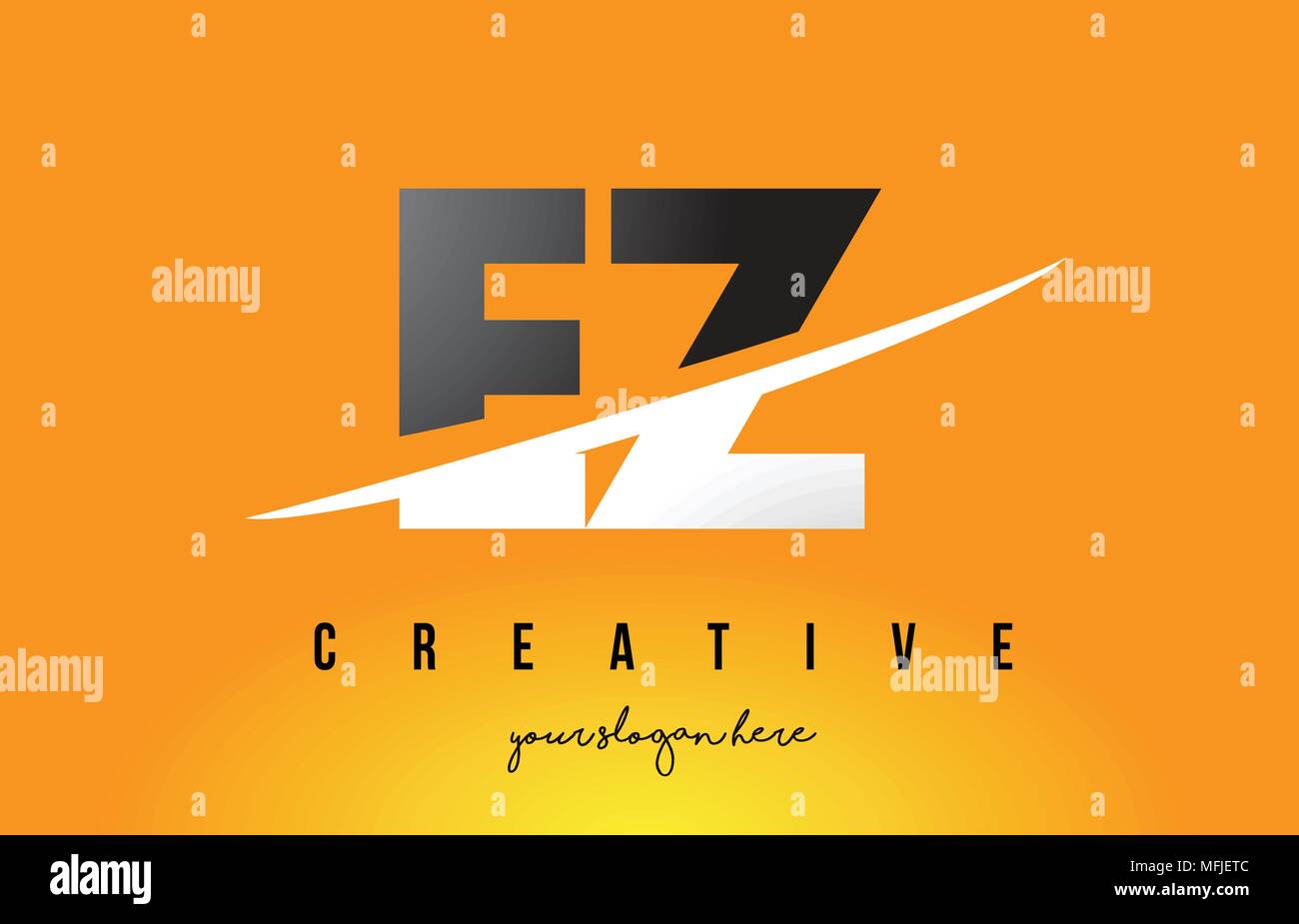 EZ E Z Letter Modern Logo Design with Swoosh Cutting the Middle Letters ...