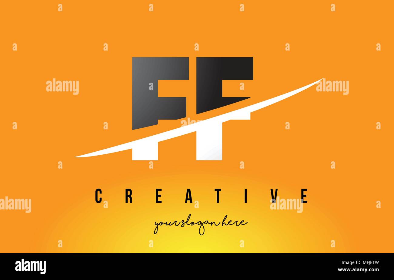 FF F F Letter Modern Logo Design with Swoosh Cutting the Middle Letters ...