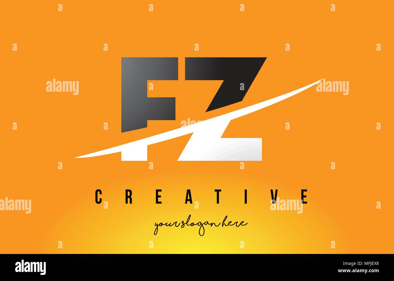 FZ F Z Letter Modern Logo Design with Swoosh Cutting the Middle Letters ...