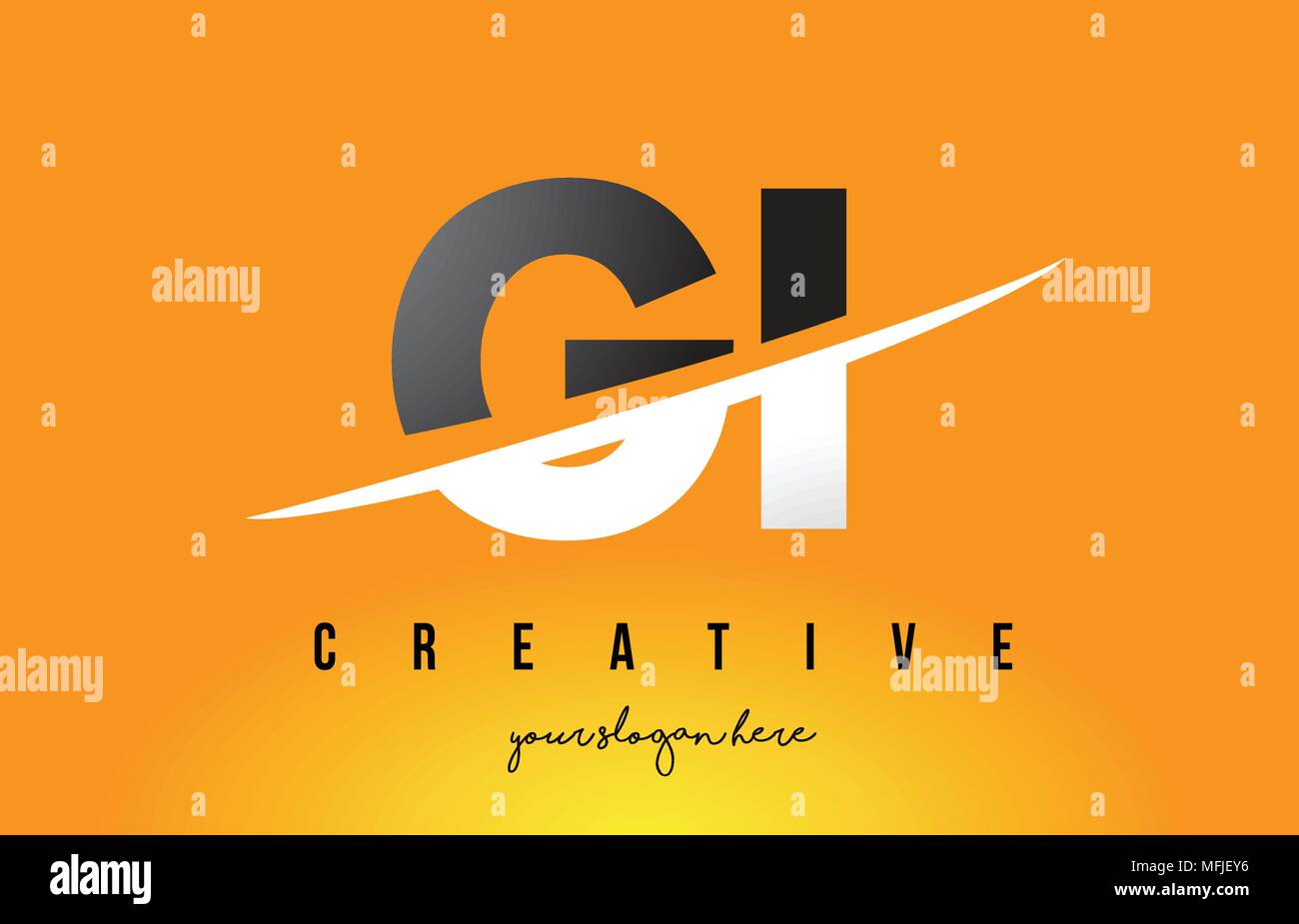 GI G I Letter Modern Logo Design with Swoosh Cutting the Middle Letters ...