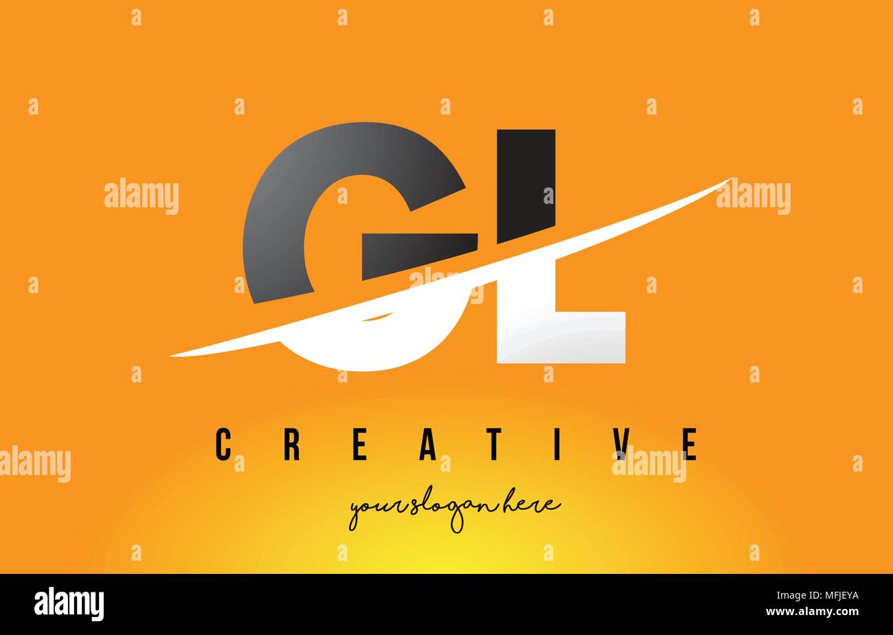 GL G L Letter Modern Logo Design with Swoosh Cutting the Middle Letters ...