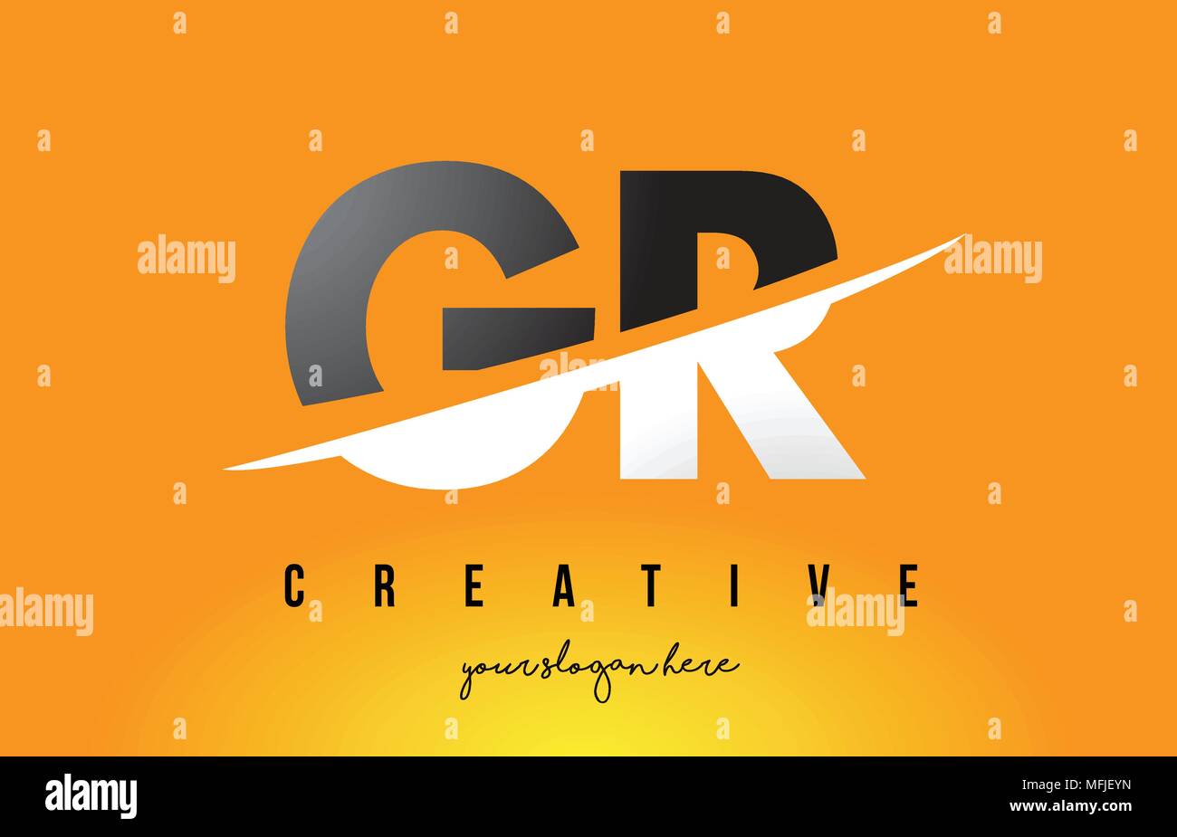 GR G R Letter Modern Logo Design with Swoosh Cutting the Middle Letters ...