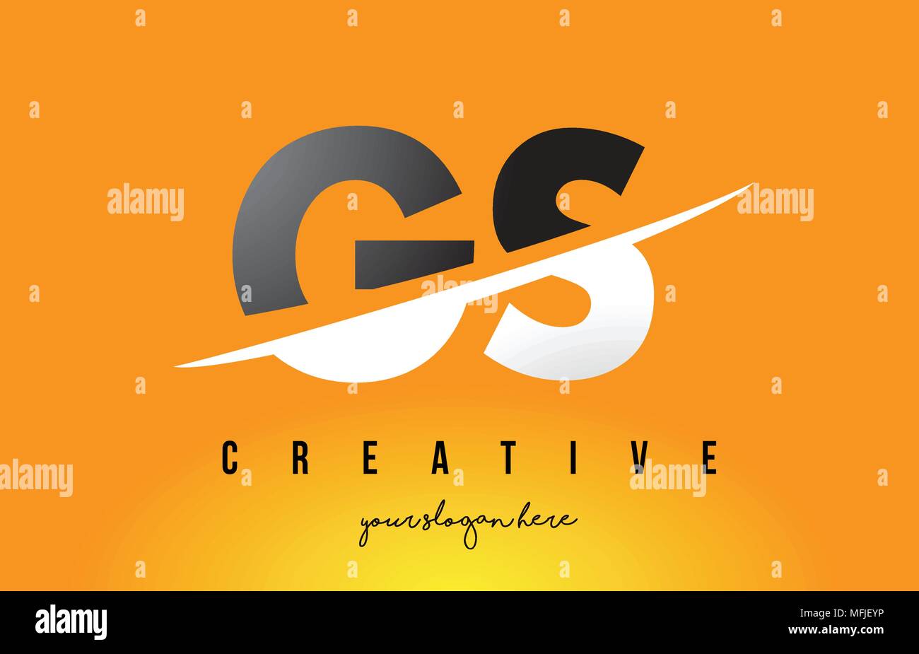 GS G S Letter Modern Logo Design with Swoosh Cutting the Middle Letters ...