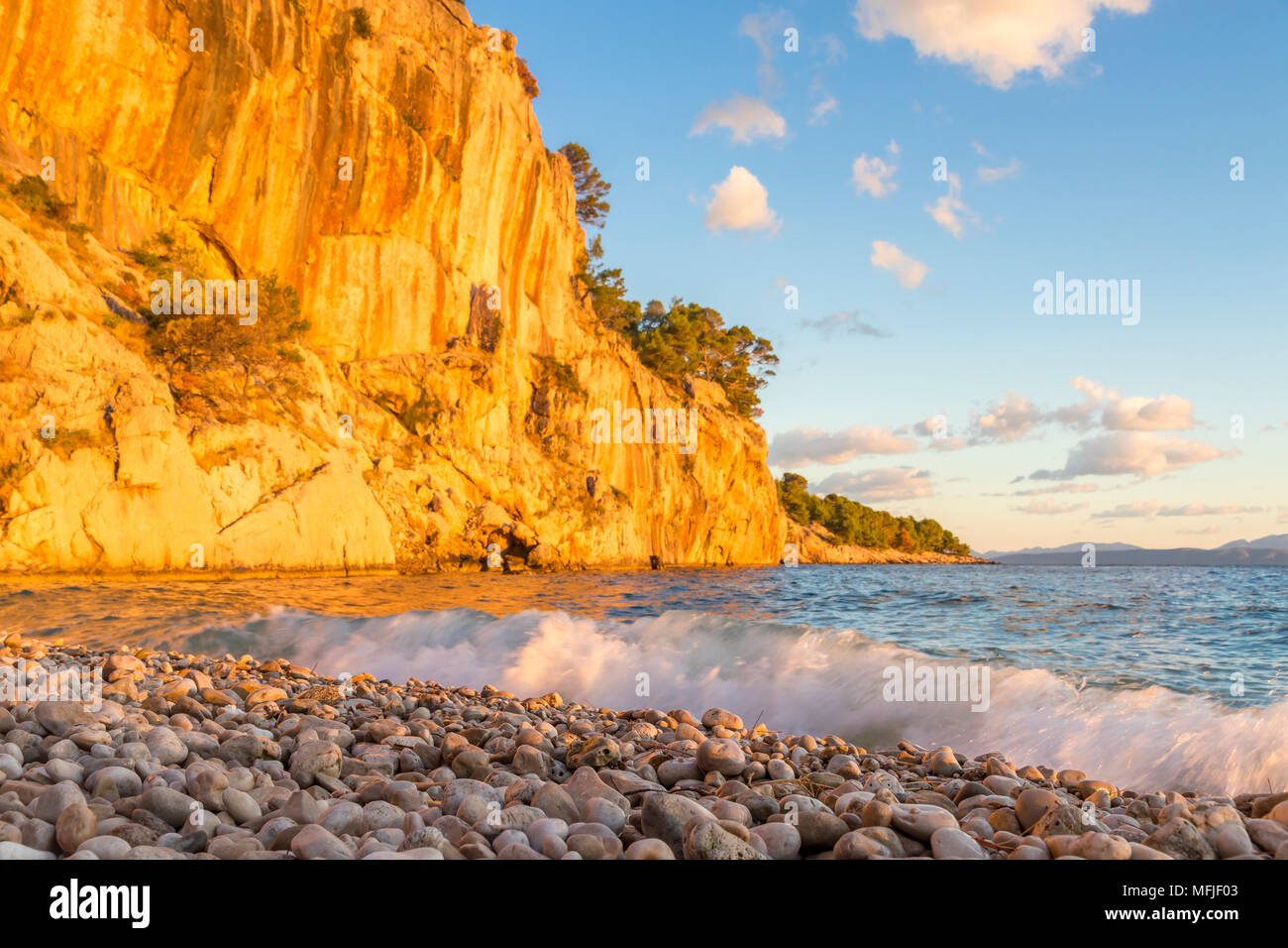 Nugal Beach near Makarska at sunset, Croatia, Europe Stock Photo - Alamy