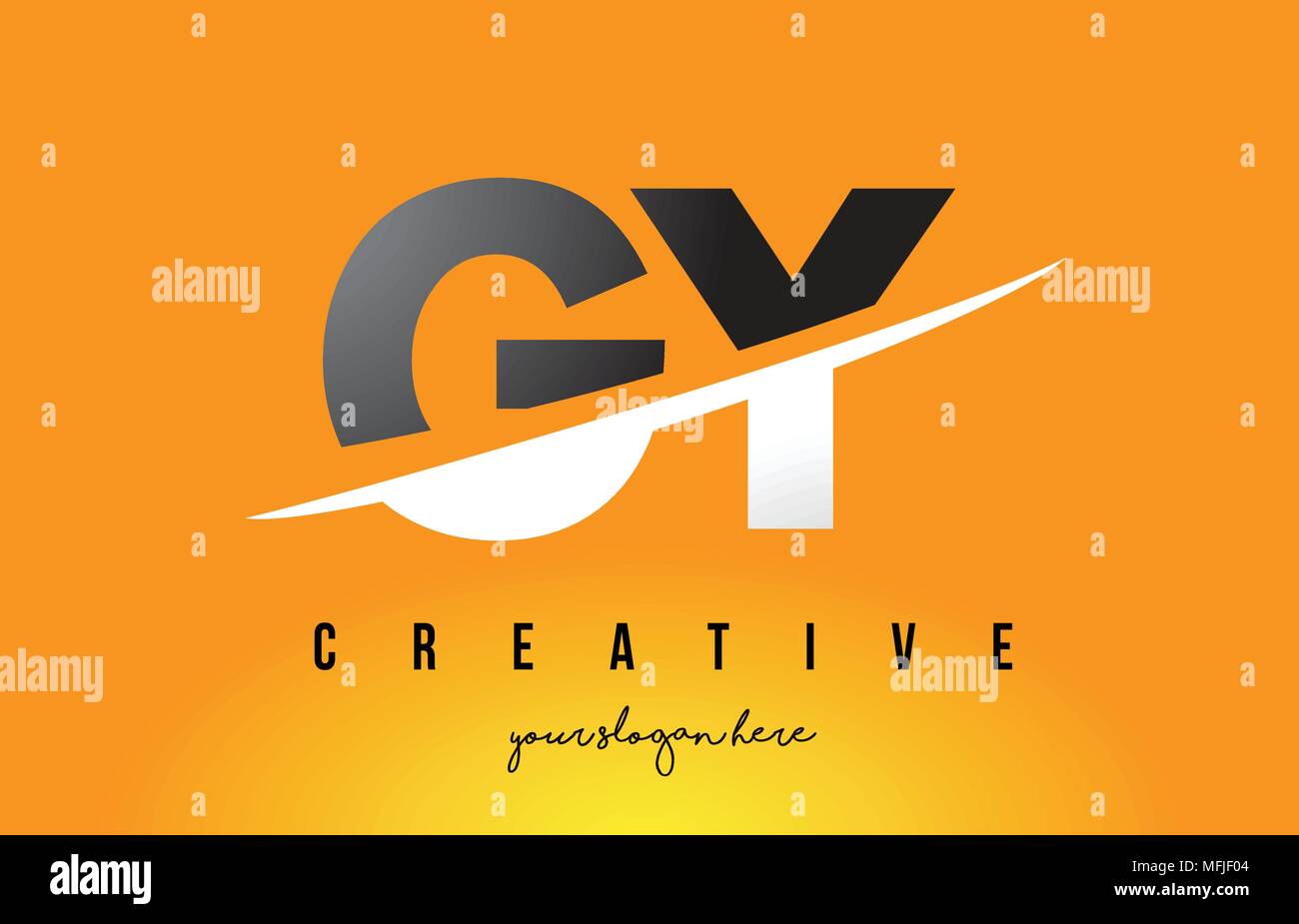 GY G Y Letter Modern Logo Design with Swoosh Cutting the Middle Letters ...