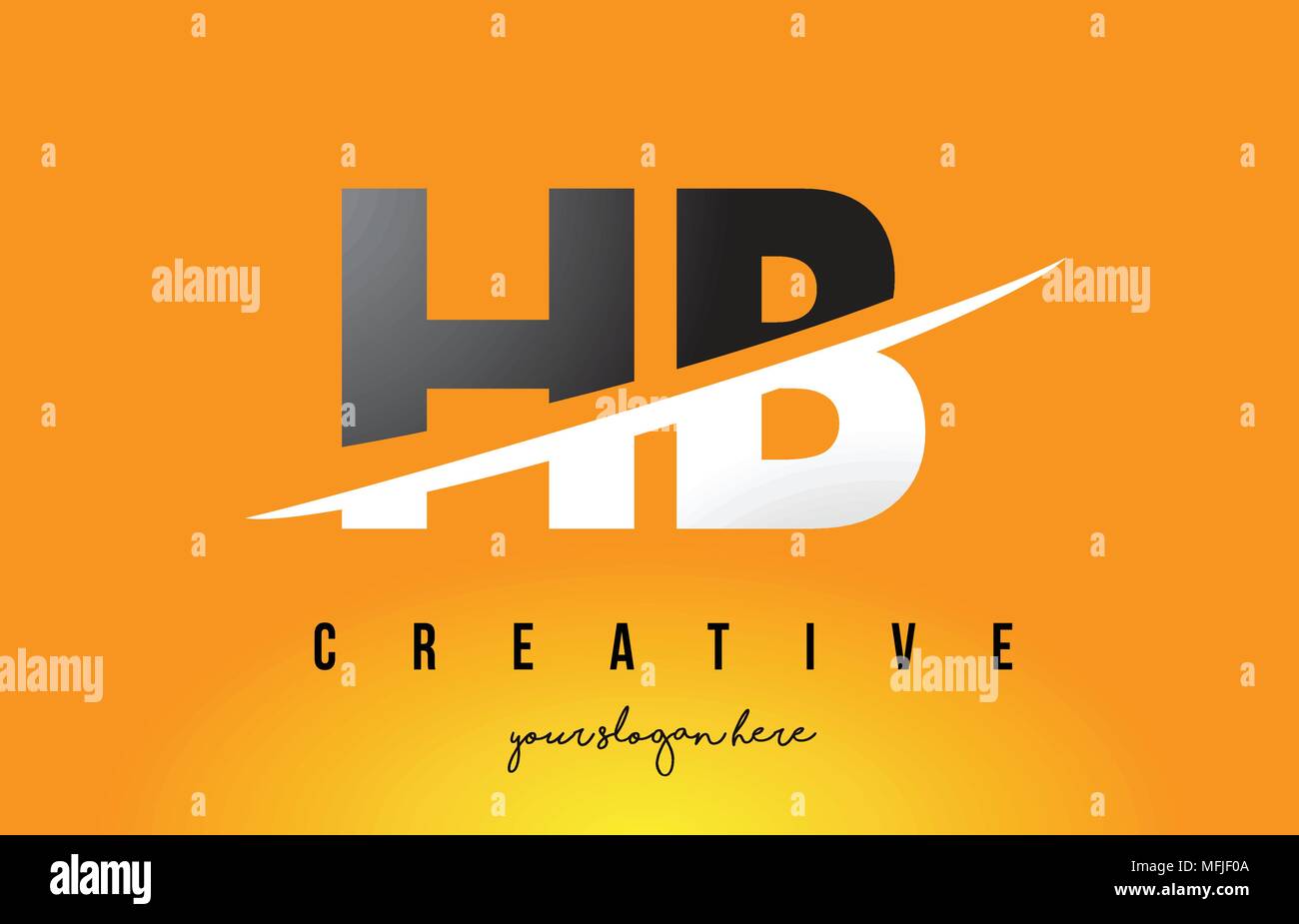 HB H B Letter Modern Logo Design with Swoosh Cutting the Middle Letters ...