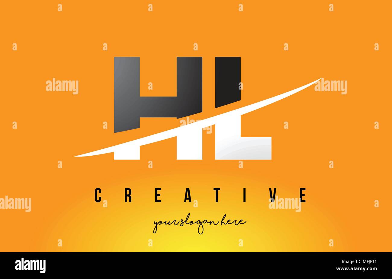 HL H L Letter Modern Logo Design with Swoosh Cutting the Middle Letters ...