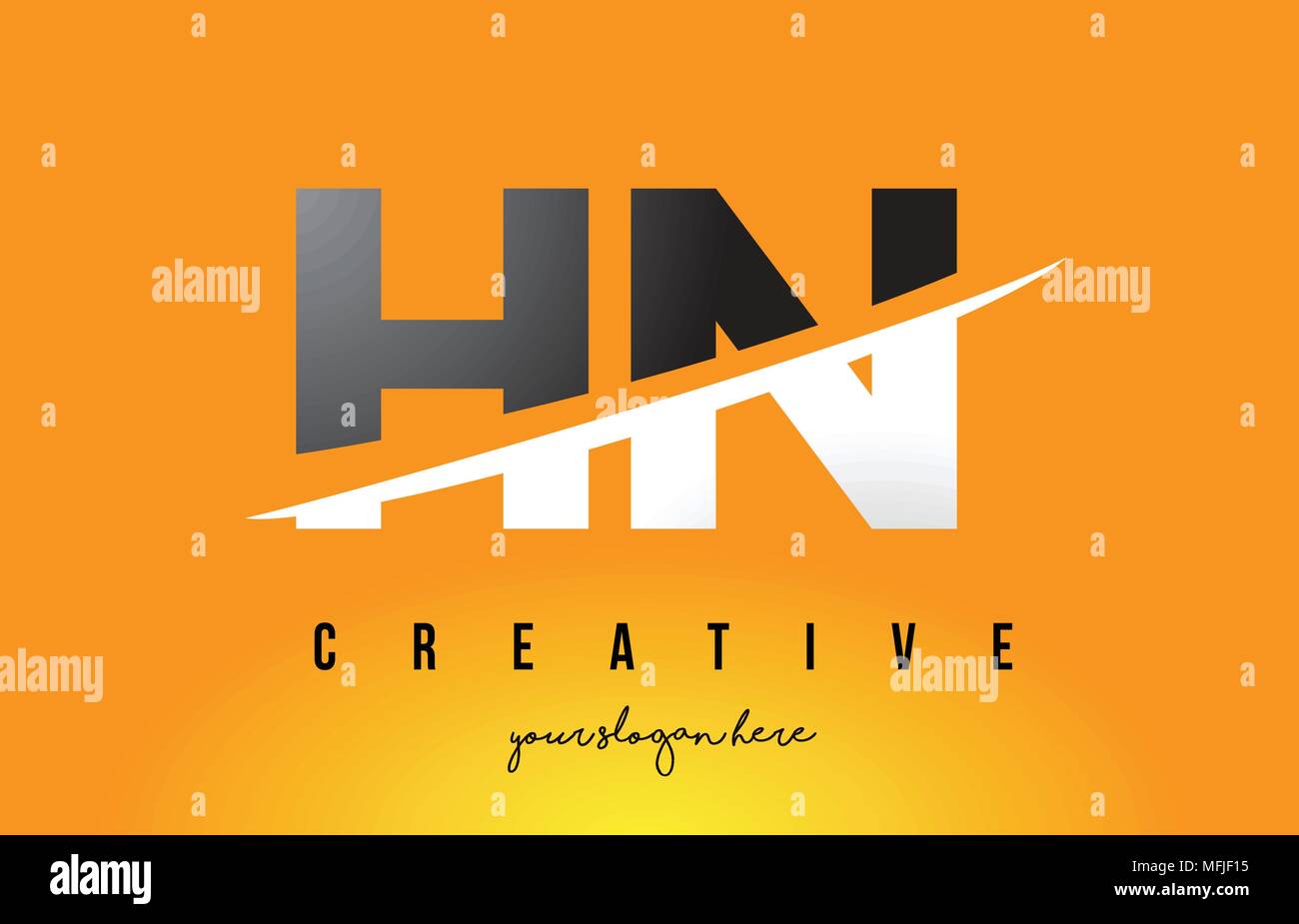 HN H N Letter Modern Logo Design with Swoosh Cutting the Middle Letters ...