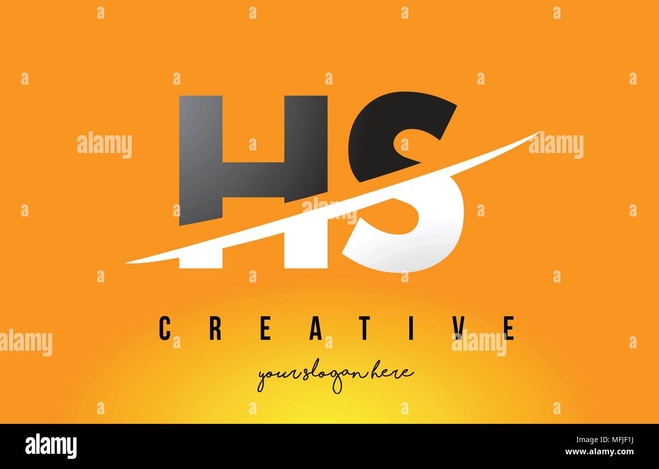 HS H S Letter Modern Logo Design with Swoosh Cutting the Middle Letters ...