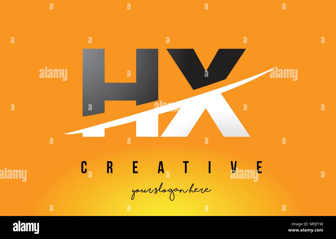 HX H X Letter Modern Logo Design with Swoosh Cutting the Middle Letters ...