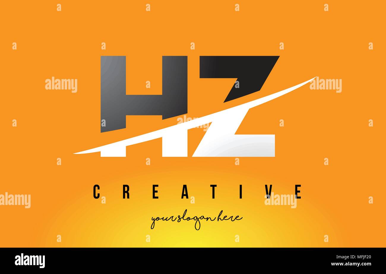 HZ H Z Letter Modern Logo Design with Swoosh Cutting the Middle Letters ...