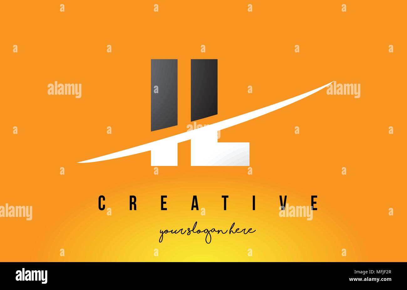 IL I L Letter Modern Logo Design with Swoosh Cutting the Middle Letters ...