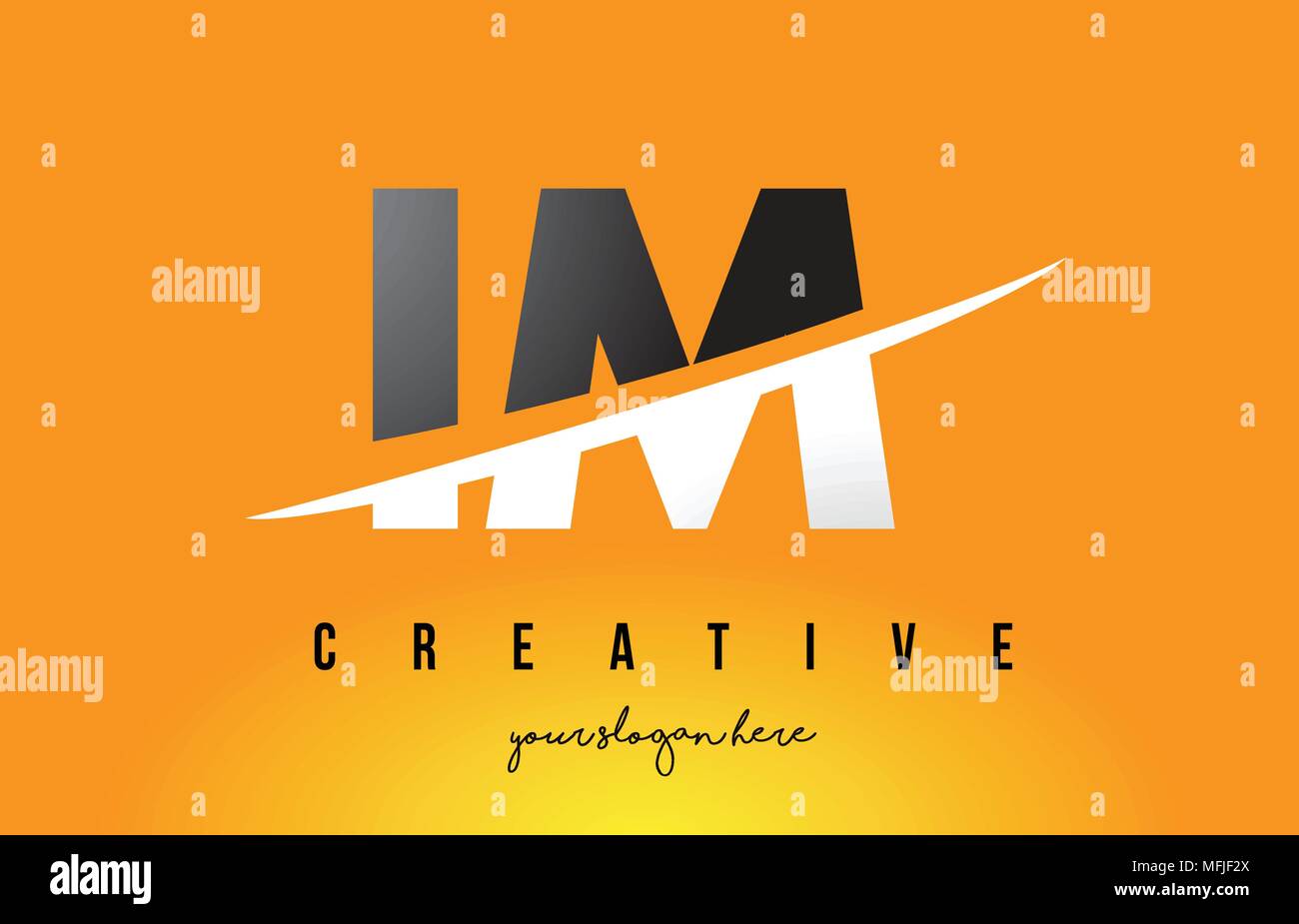 IM I M Letter Modern Logo Design with Swoosh Cutting the Middle Letters ...