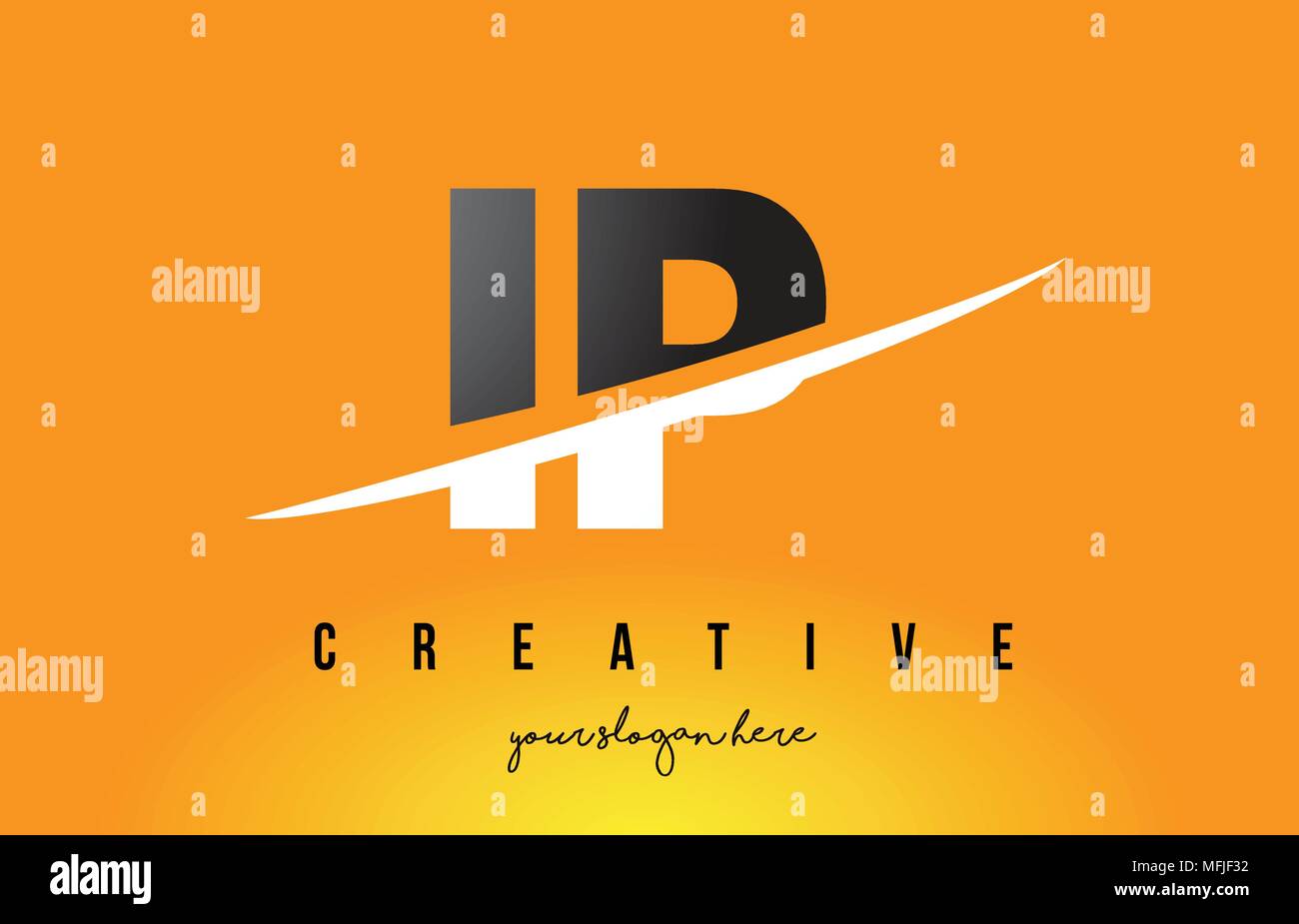 IP I P Letter Modern Logo Design with Swoosh Cutting the Middle Letters ...