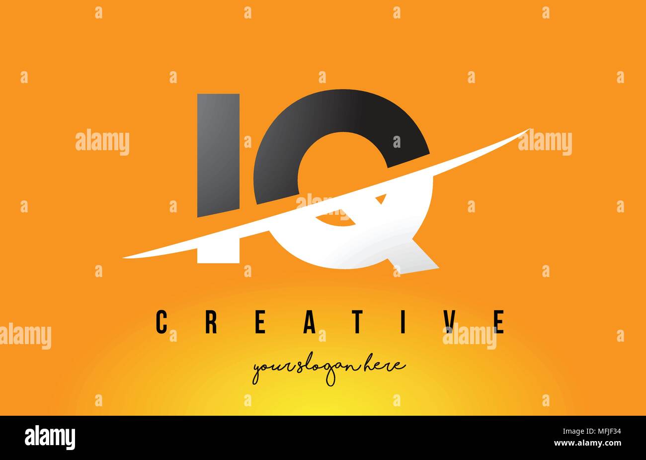 IQ I Q Letter Modern Logo Design with Swoosh Cutting the Middle Letters ...