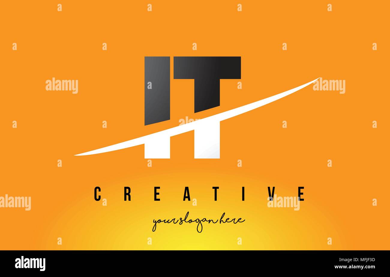 IT I T Letter Modern Logo Design with Swoosh Cutting the Middle Letters ...