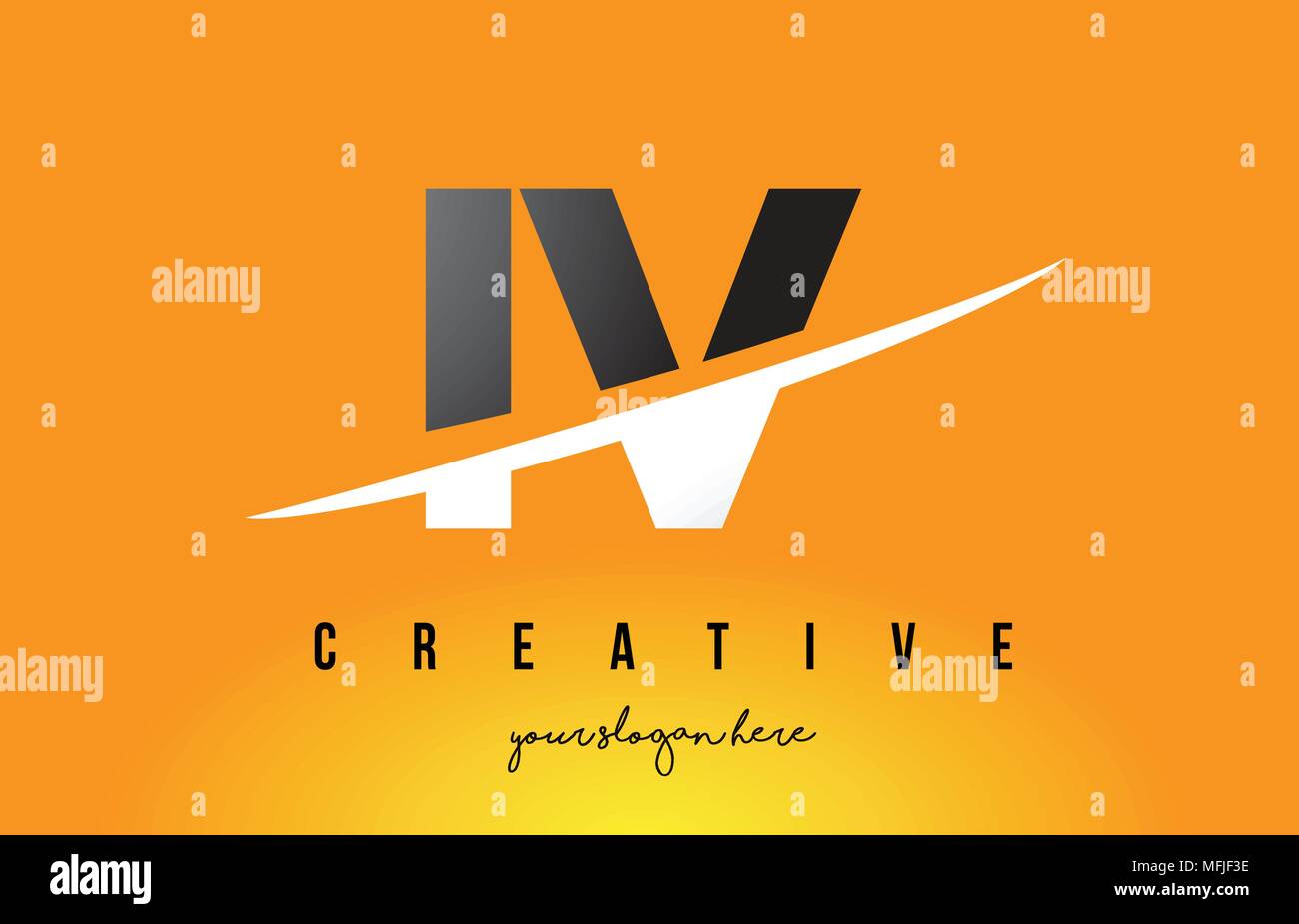 IV I V Letter Modern Logo Design with Swoosh Cutting the Middle Letters ...