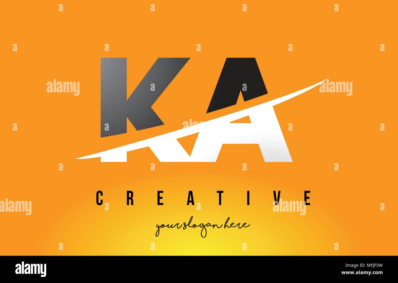 KA K A Letter Modern Logo Design with Swoosh Cutting the Middle Letters ...