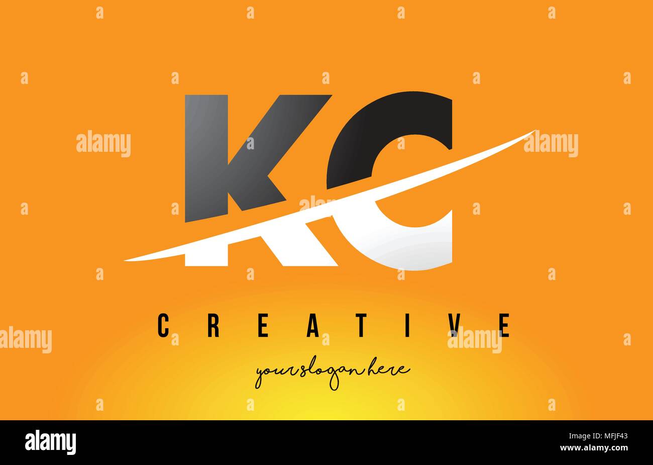 KC K C Letter Modern Logo Design with Swoosh Cutting the Middle Letters ...