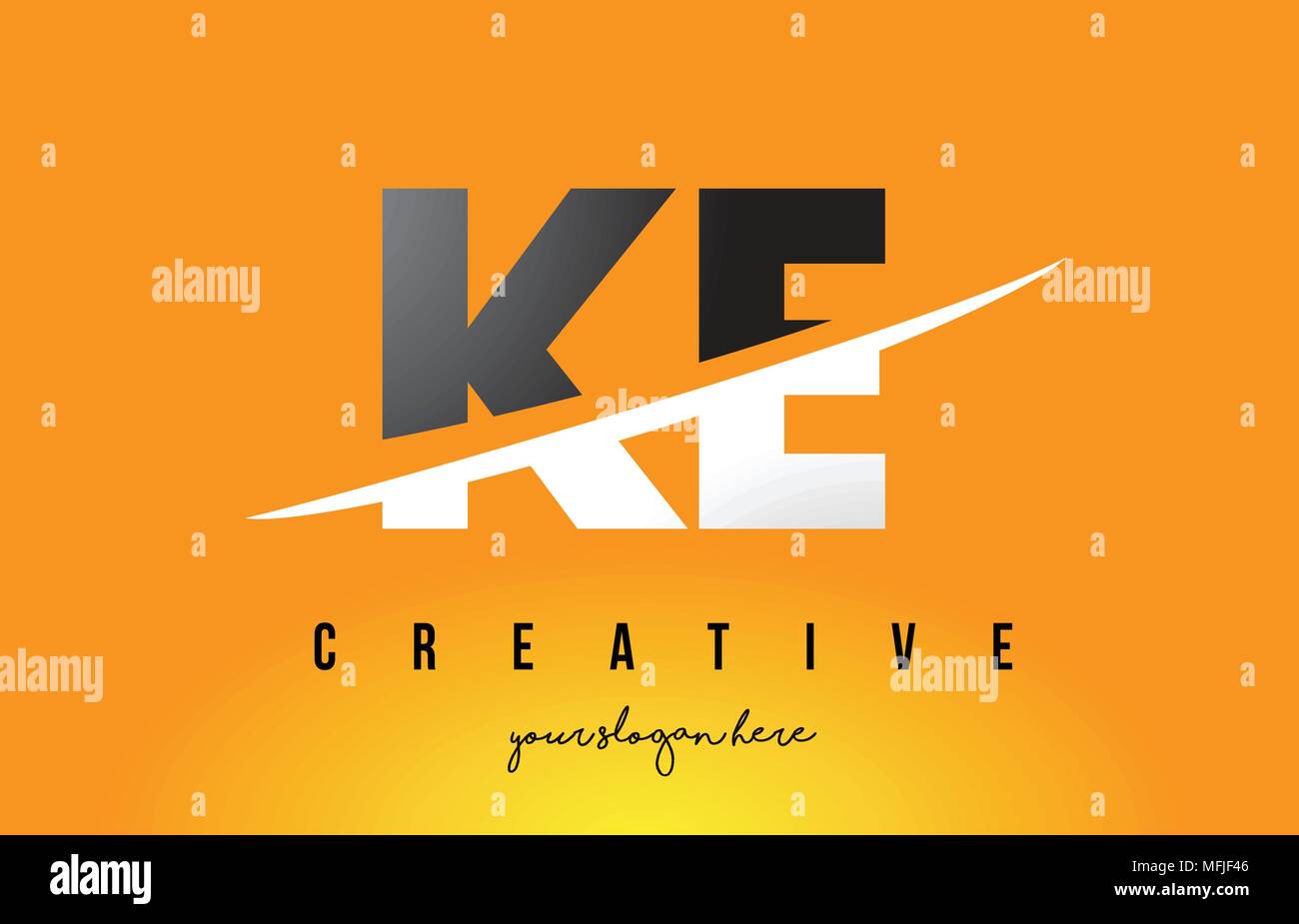 KE K E Letter Modern Logo Design with Swoosh Cutting the Middle Letters ...