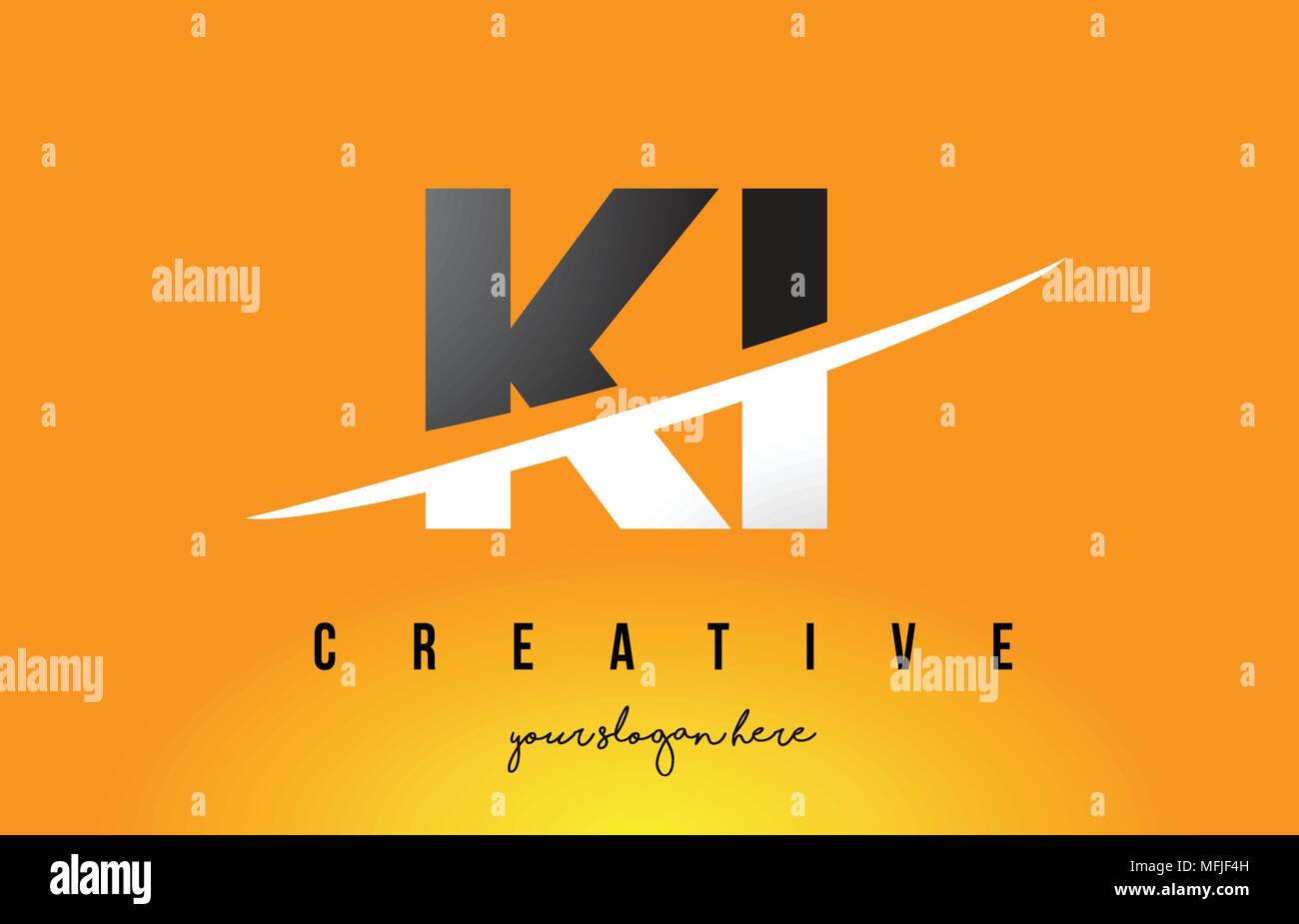 KI K I Letter Modern Logo Design with Swoosh Cutting the Middle Letters ...