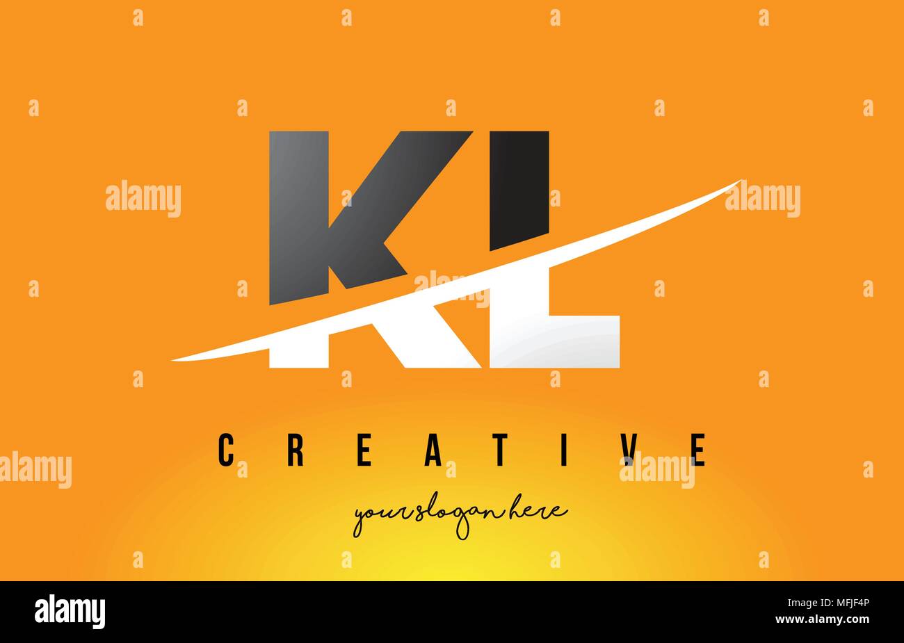 KL K L Letter Modern Logo Design with Swoosh Cutting the Middle Letters ...