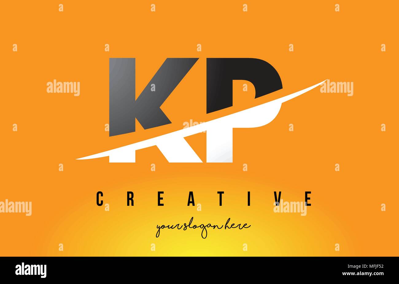 KP K P Letter Modern Logo Design with Swoosh Cutting the Middle Letters ...