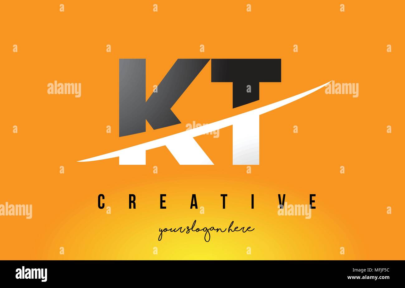 KT K T Letter Modern Logo Design with Swoosh Cutting the Middle Letters ...