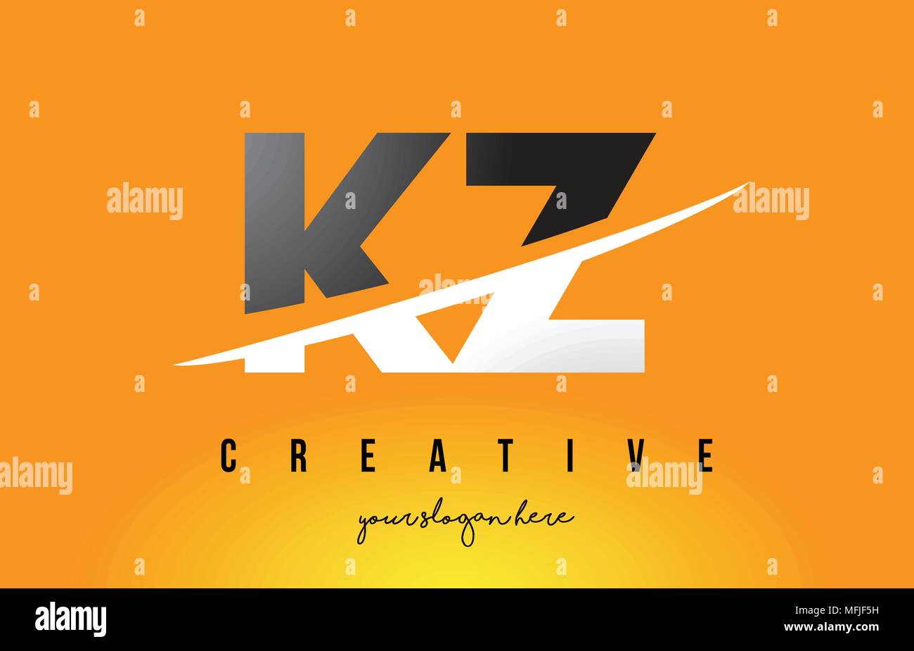 KZ K Z Letter Modern Logo Design with Swoosh Cutting the Middle Letters ...