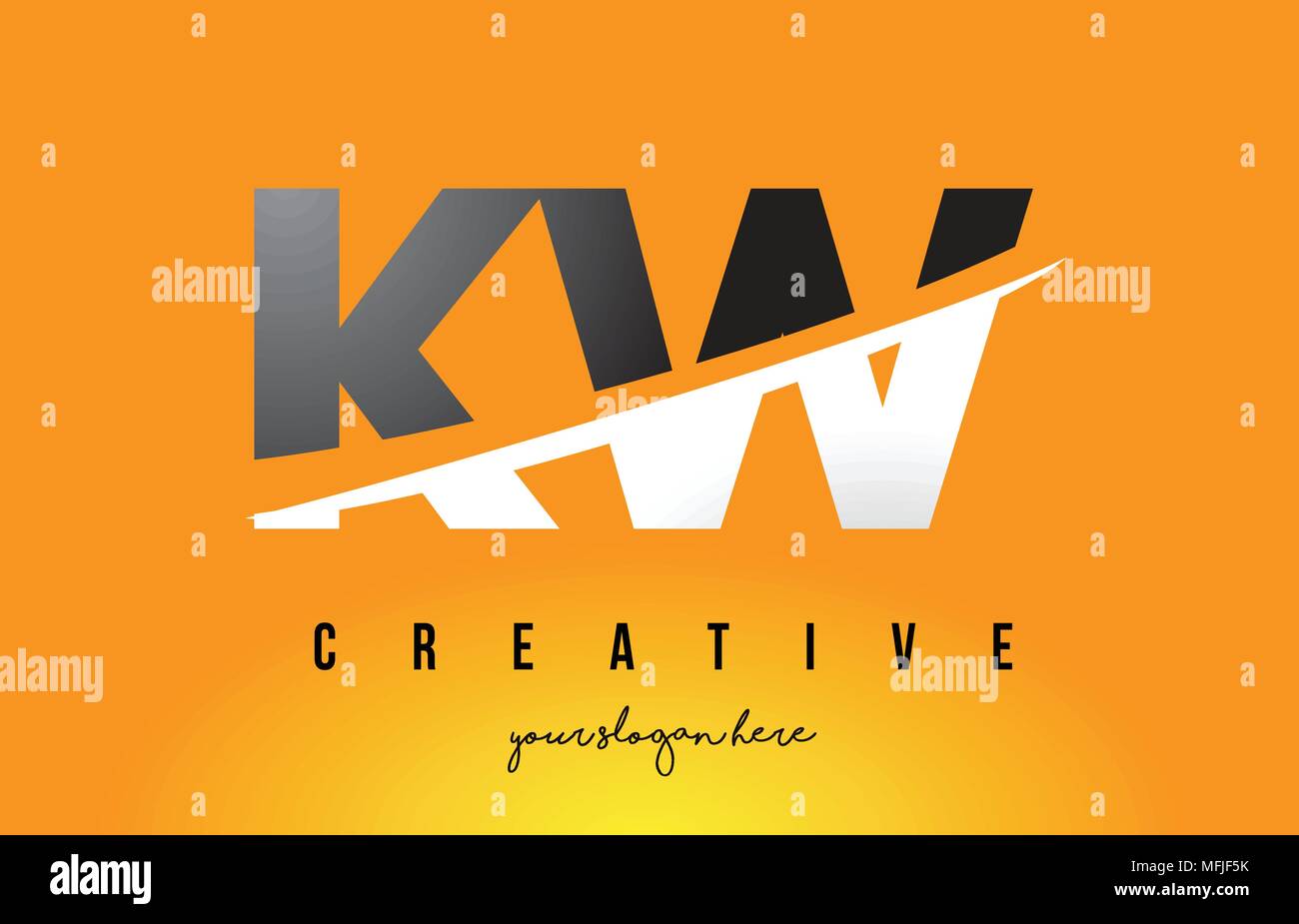 KW K W Letter Modern Logo Design with Swoosh Cutting the Middle Letters ...
