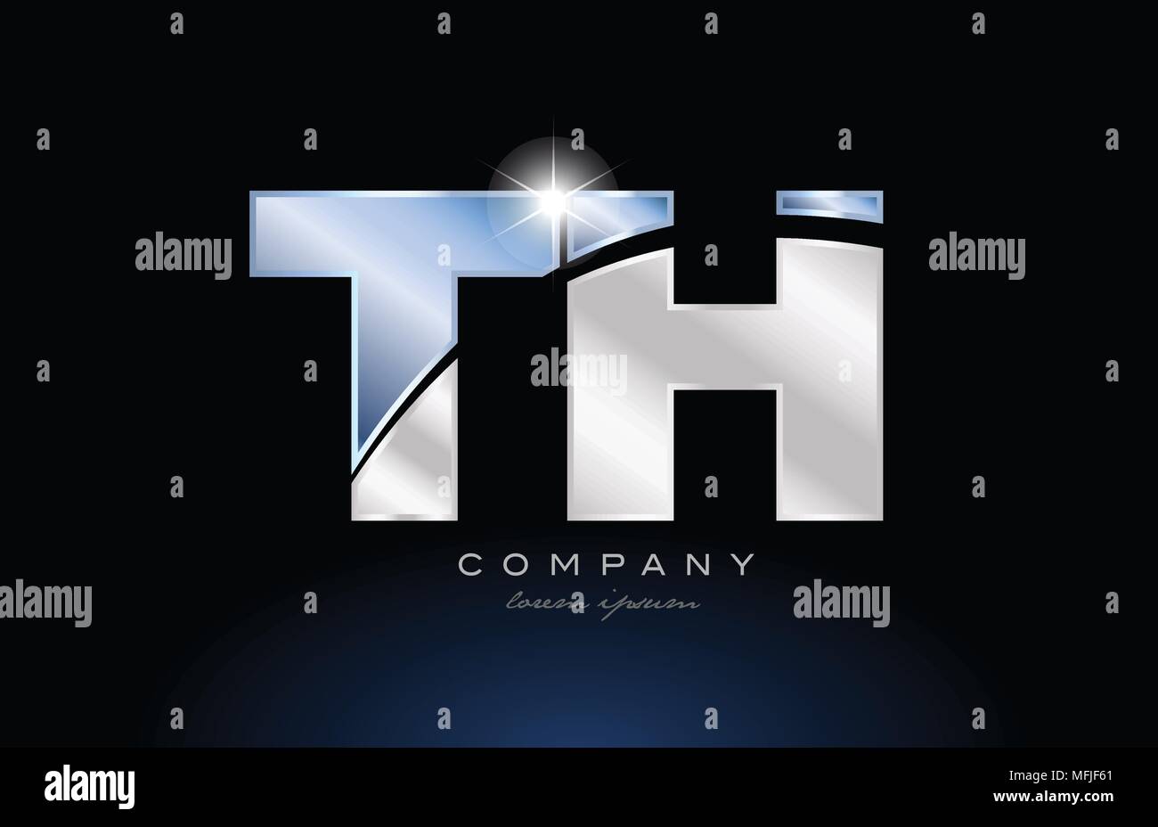 alphabet letter th t h logo design with metal blue color suitable for a ...