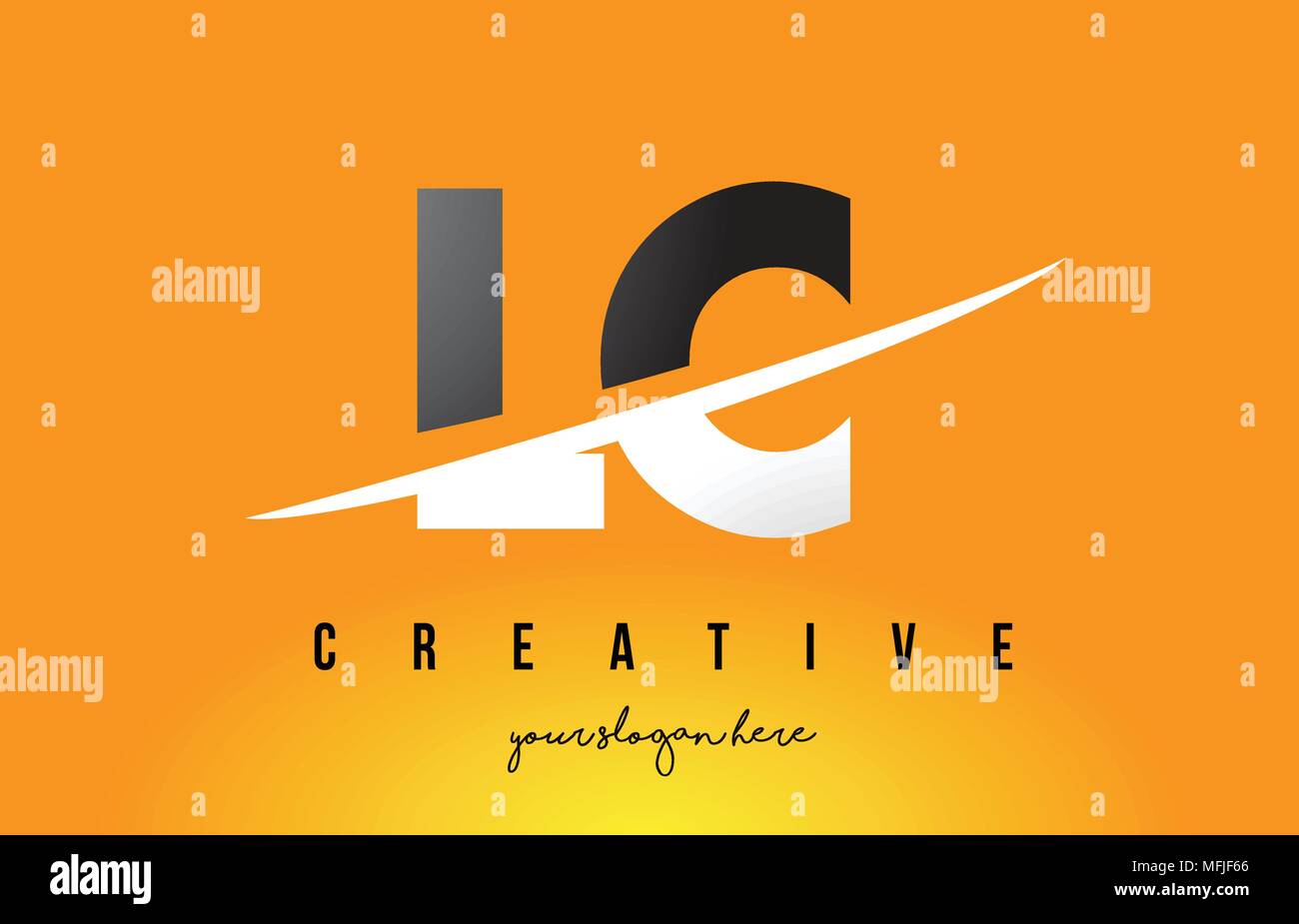 LC L C Letter Modern Logo Design with Swoosh Cutting the Middle Letters ...