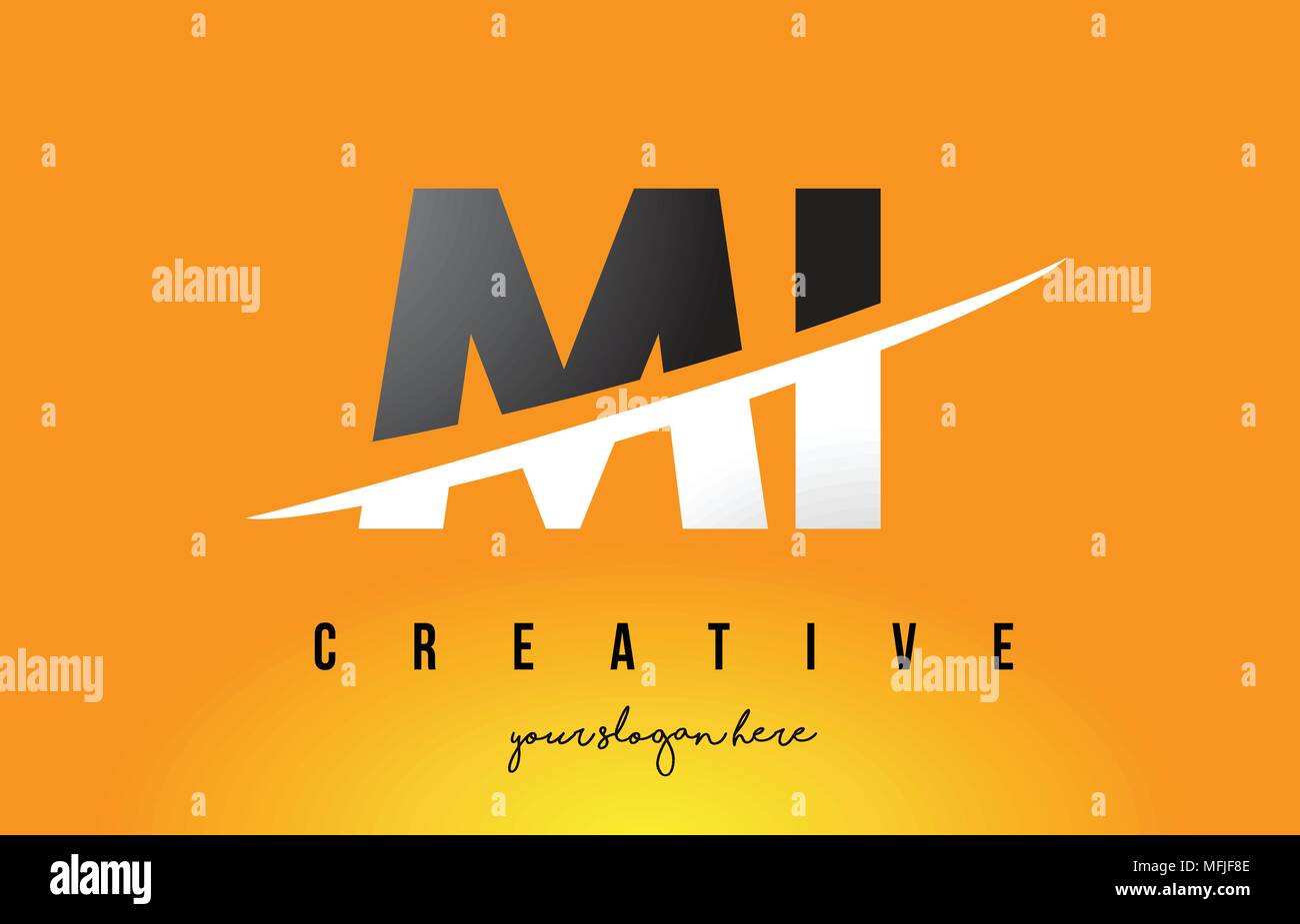 MI M I Letter Modern Logo Design with Swoosh Cutting the Middle Letters ...