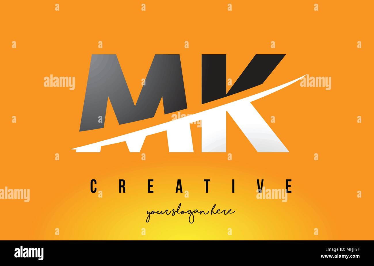 MK M K Letter Modern Logo Design with Swoosh Cutting the Middle Letters ...