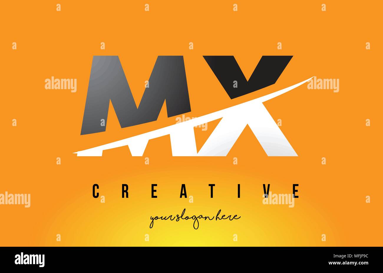 MX M X Letter Modern Logo Design with Swoosh Cutting the Middle Letters ...