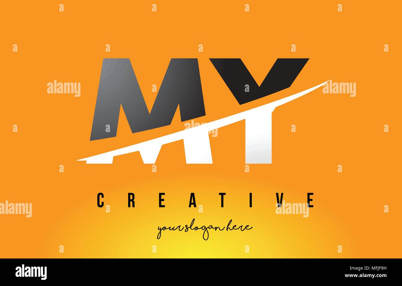 MY M Y Letter Modern Logo Design with Swoosh Cutting the Middle Letters ...