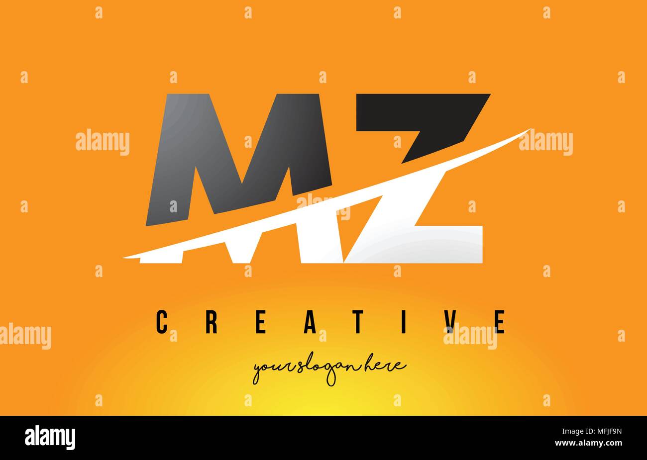 MZ M Z Letter Modern Logo Design with Swoosh Cutting the Middle Letters ...