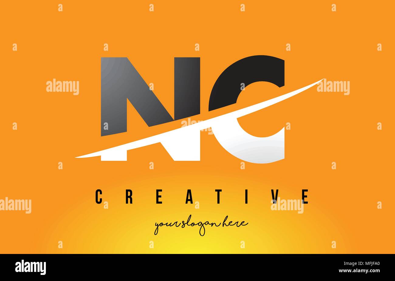 NC N C Letter Modern Logo Design with Swoosh Cutting the Middle Letters ...