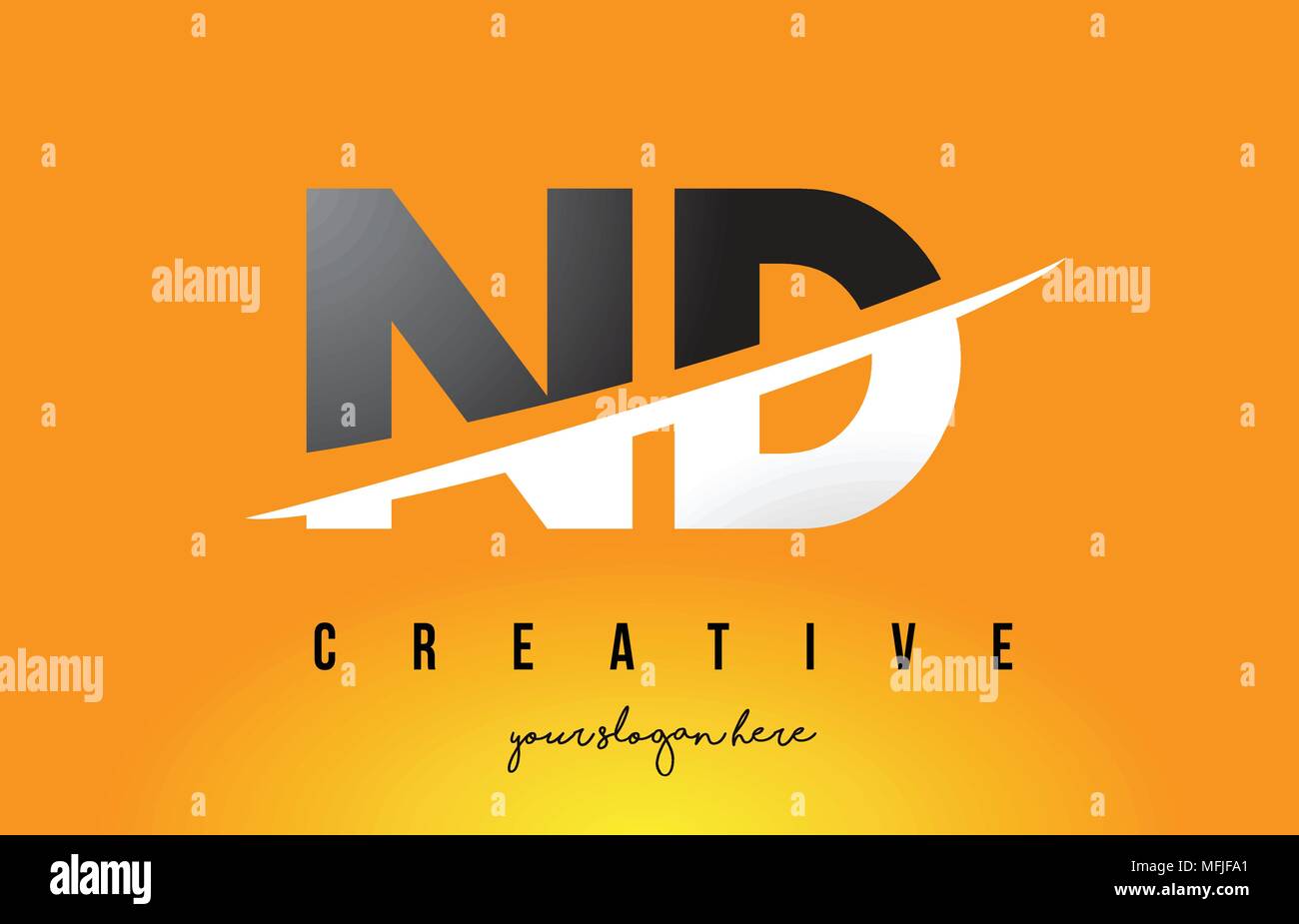 ND N D Letter Modern Logo Design with Swoosh Cutting the Middle Letters ...