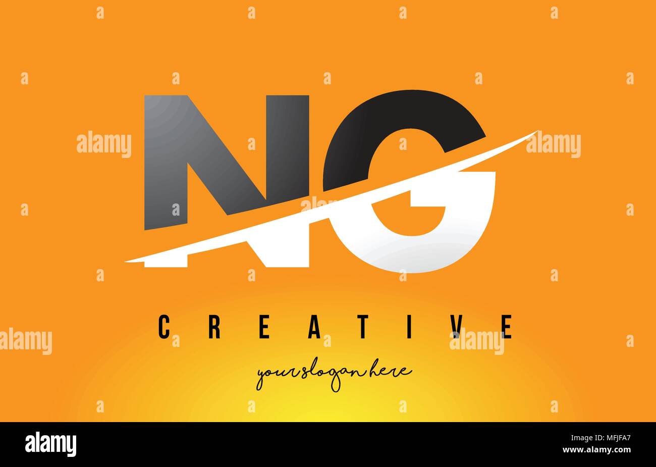 NG N G Letter Modern Logo Design with Swoosh Cutting the Middle Letters ...