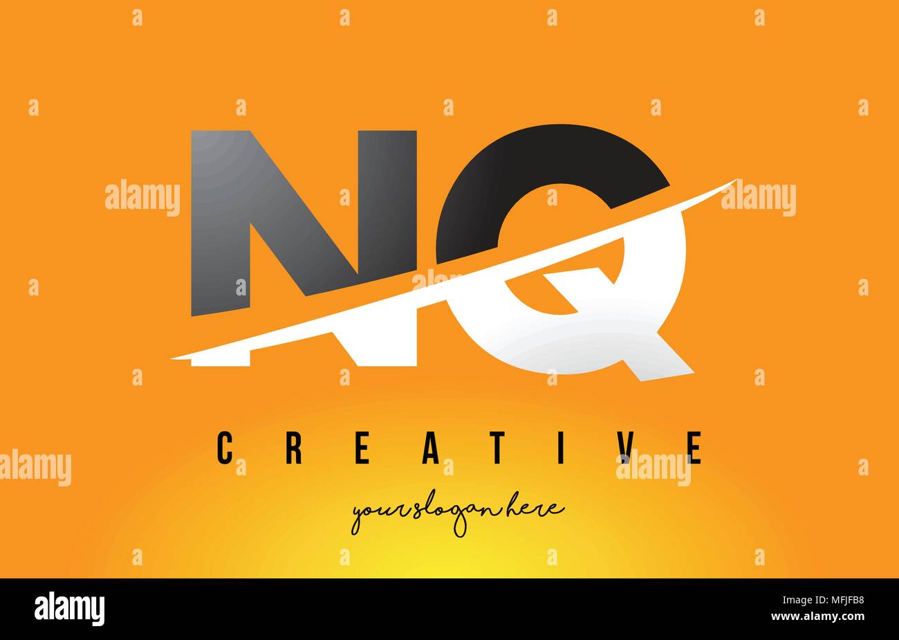 NQ N Q Letter Modern Logo Design with Swoosh Cutting the Middle Letters ...