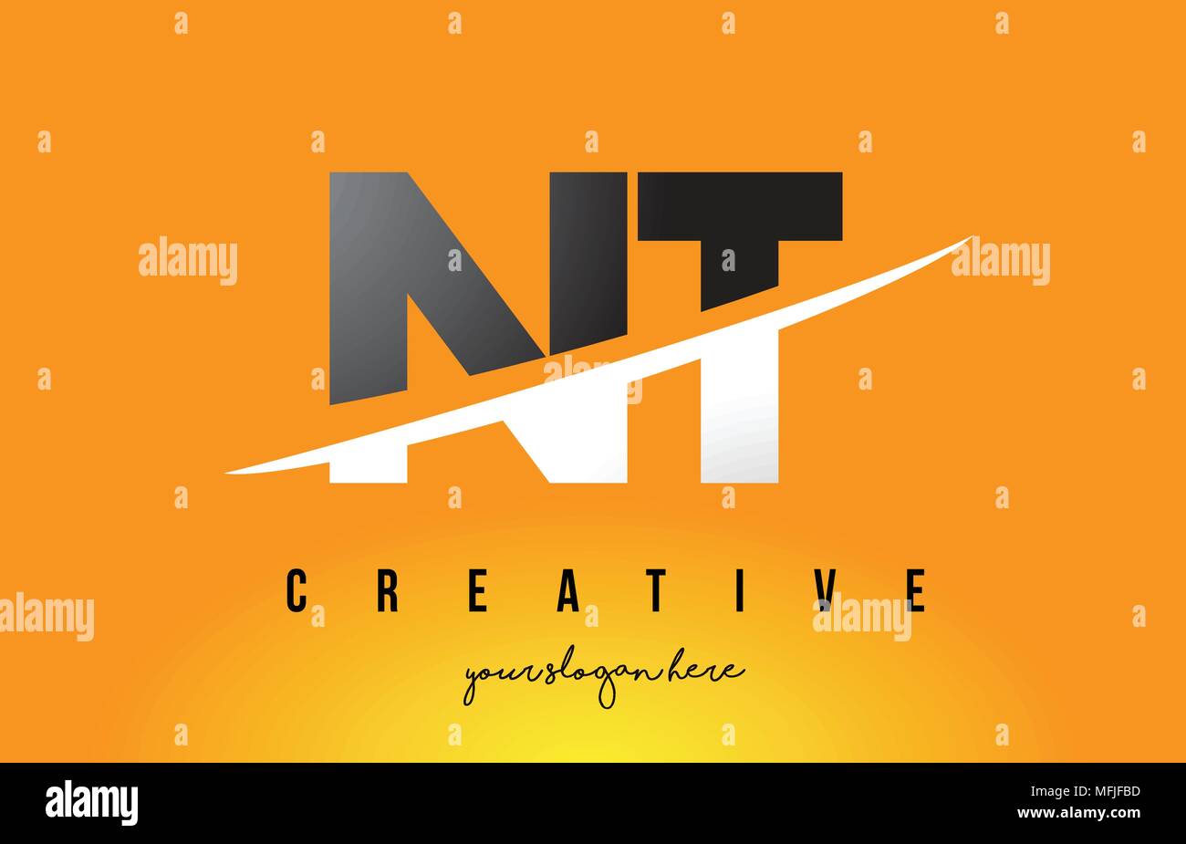 NT N T Letter Modern Logo Design with Swoosh Cutting the Middle Letters ...