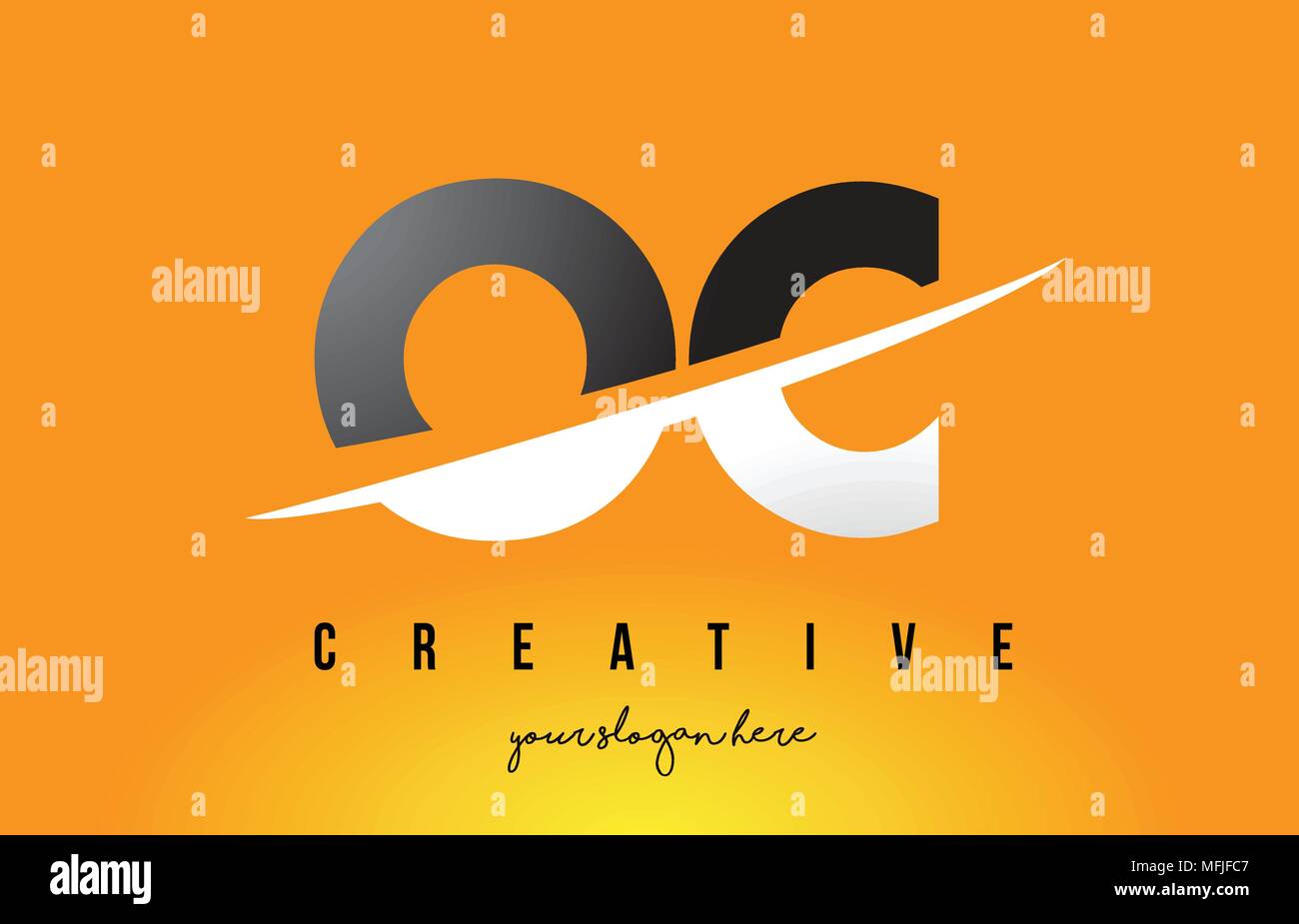 OC O C Letter Modern Logo Design with Swoosh Cutting the Middle Letters ...