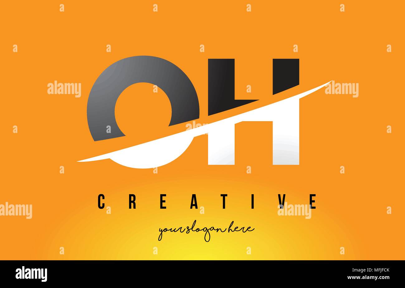 OH O H Letter Modern Logo Design with Swoosh Cutting the Middle Letters ...