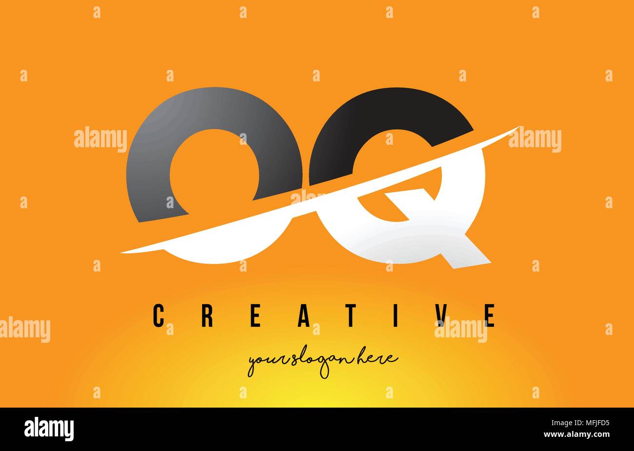 OQ O Q Letter Modern Logo Design with Swoosh Cutting the Middle Letters ...