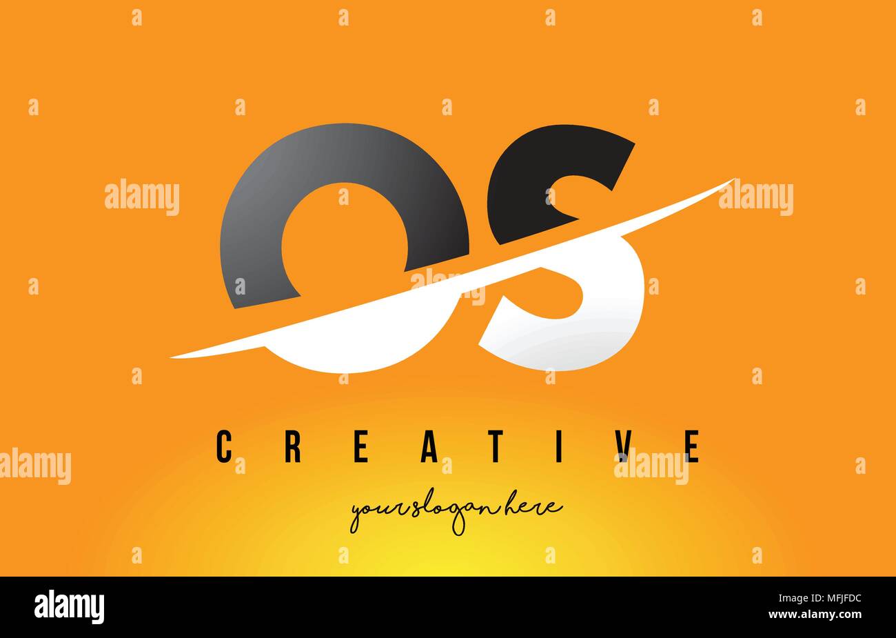 OS O S Letter Modern Logo Design with Swoosh Cutting the Middle Letters ...