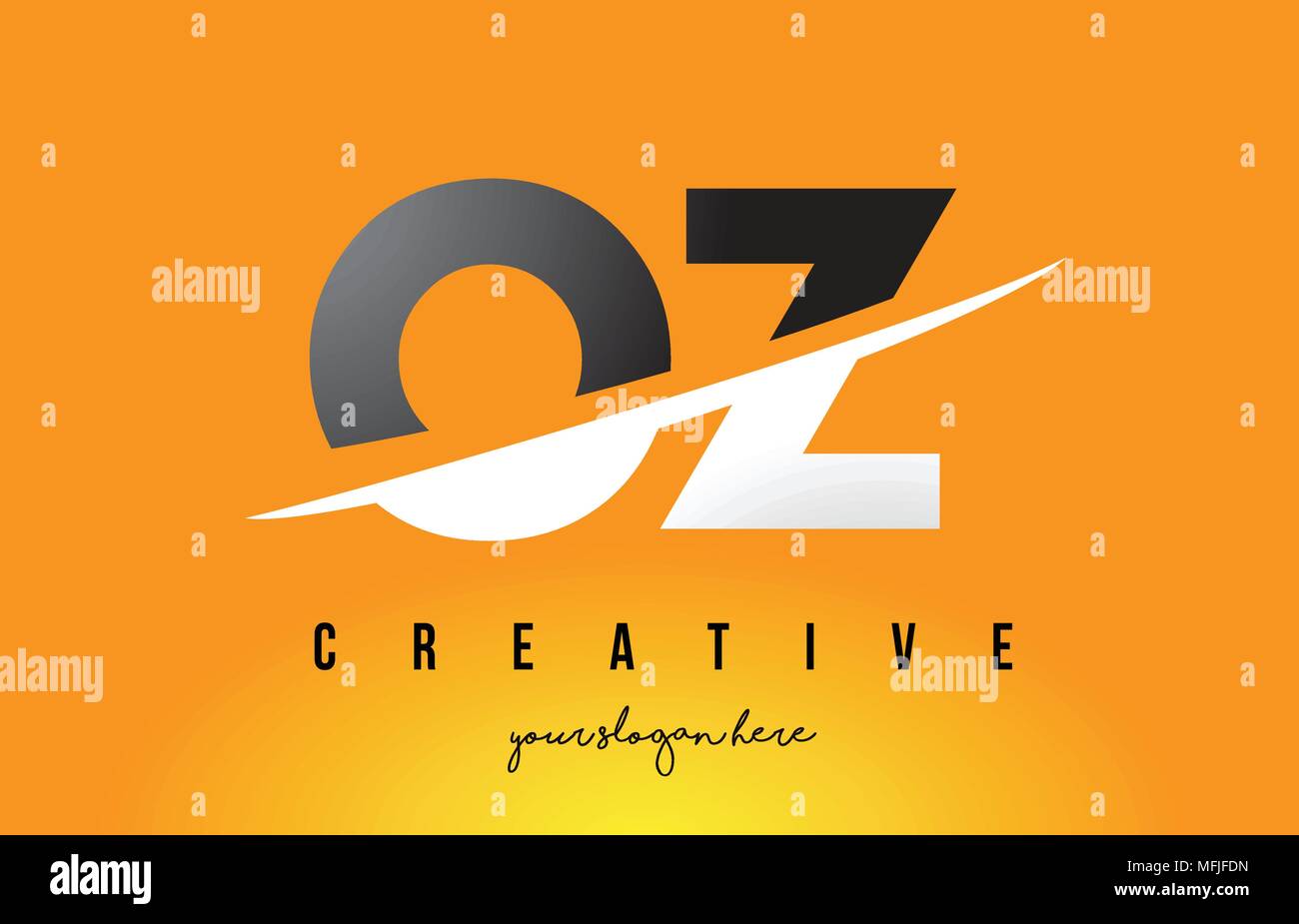 OZ O Z Letter Modern Logo Design with Swoosh Cutting the Middle Letters ...