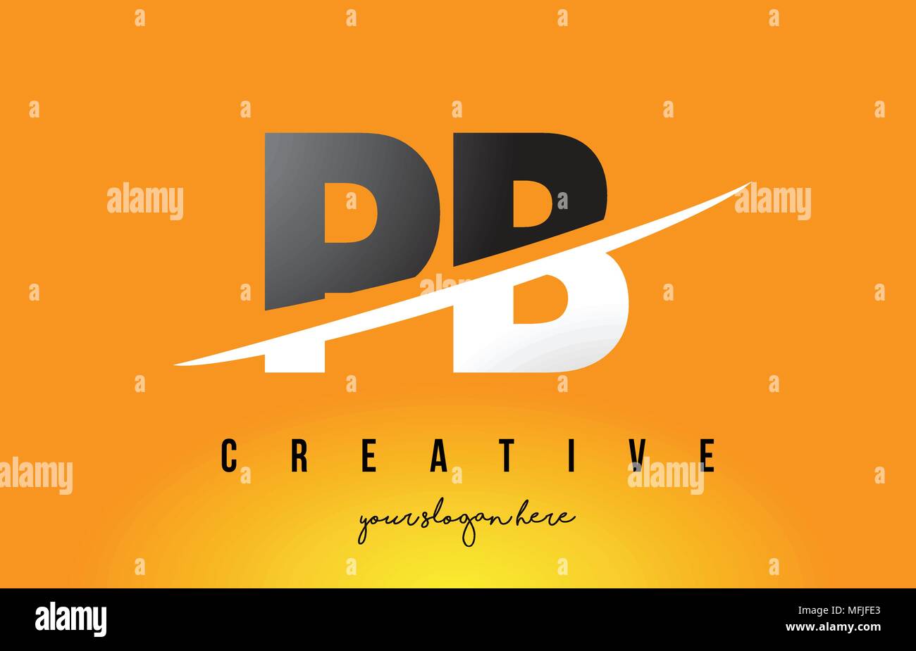 PB P B Letter Modern Logo Design with Swoosh Cutting the Middle Letters ...