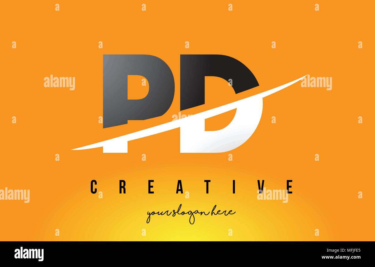PD P D Letter Modern Logo Design with Swoosh Cutting the Middle Letters ...